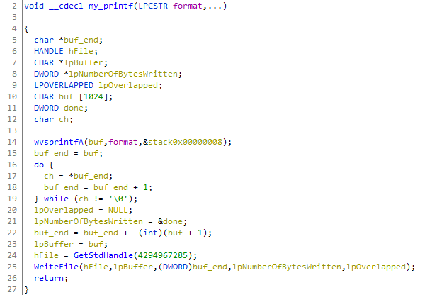 C C Printf Without Standard Library on Windows 